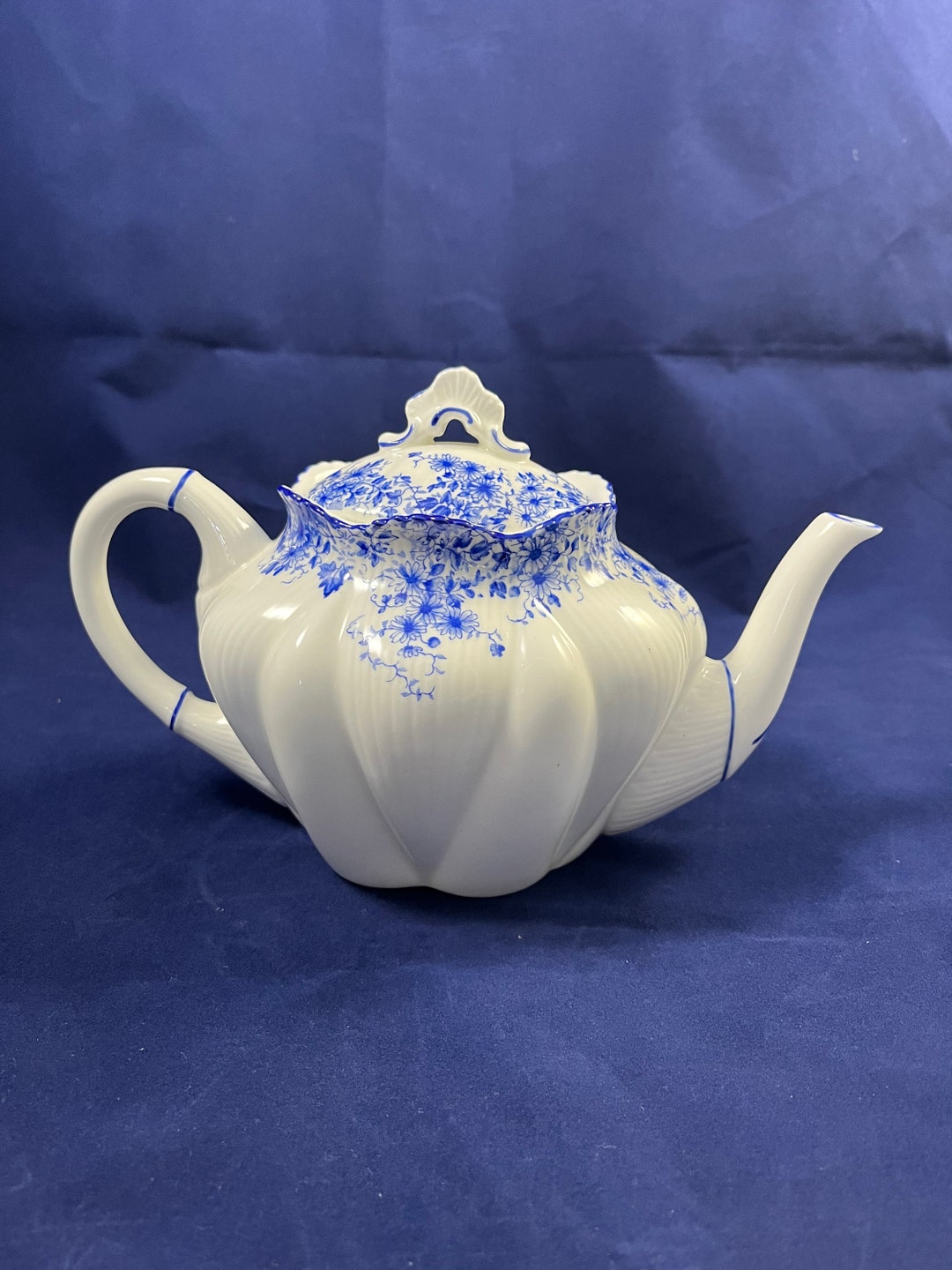 Shelley China Dainty Blue Teapot - Etsy