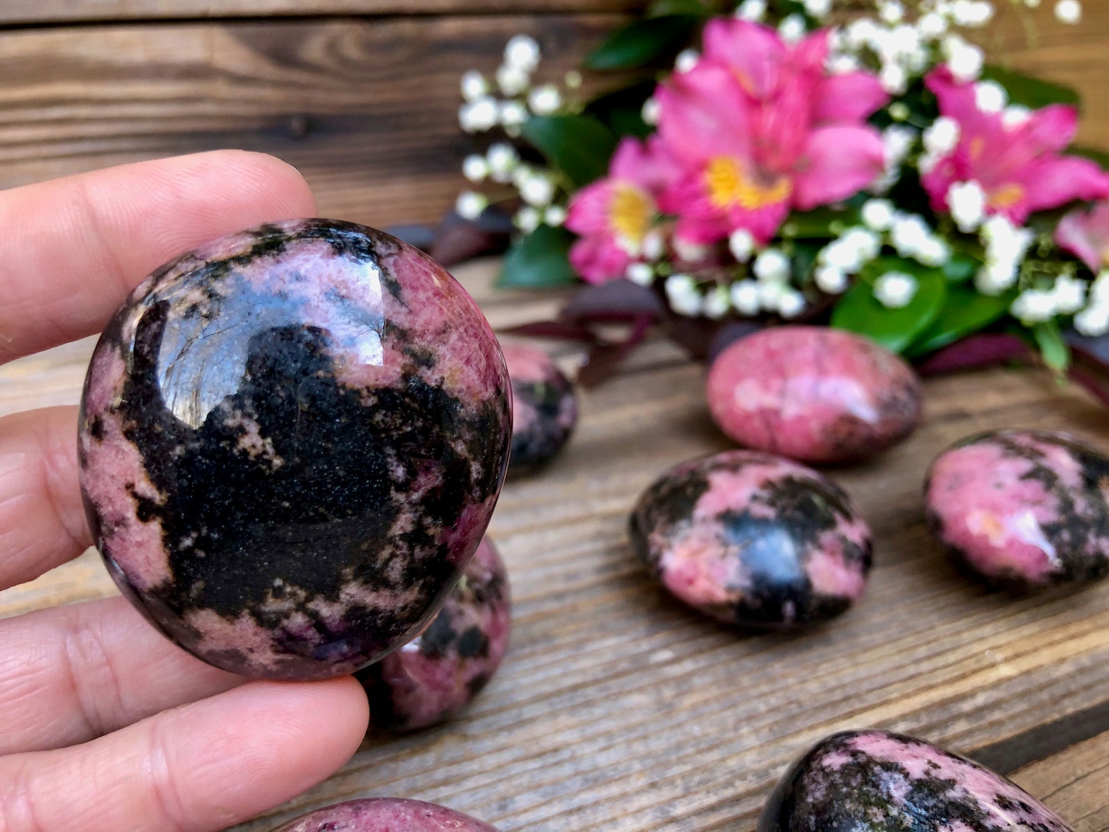 Rhodonite Polished Stone - Etsy