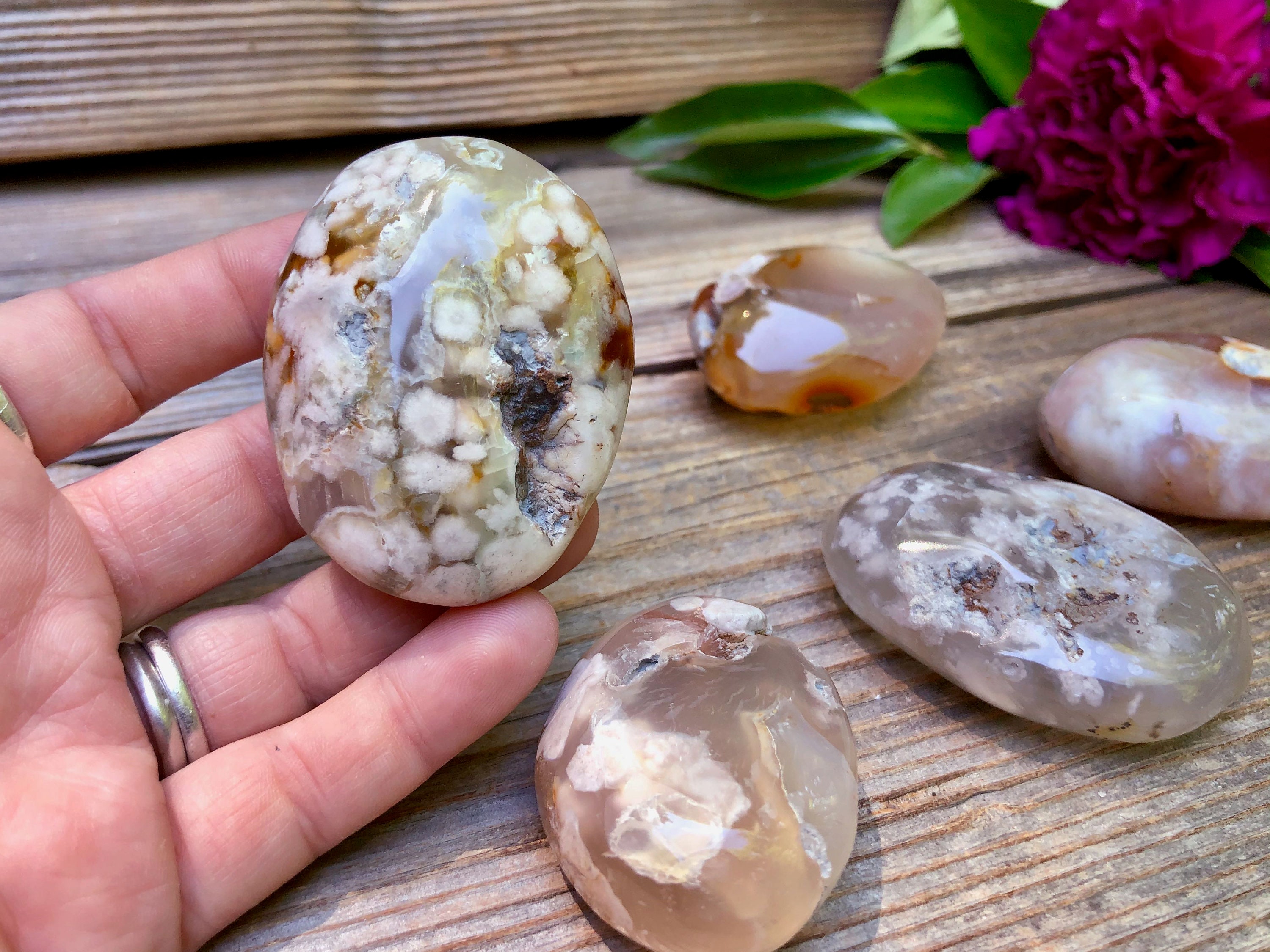 Flower Agate Polished Stone | Etsy