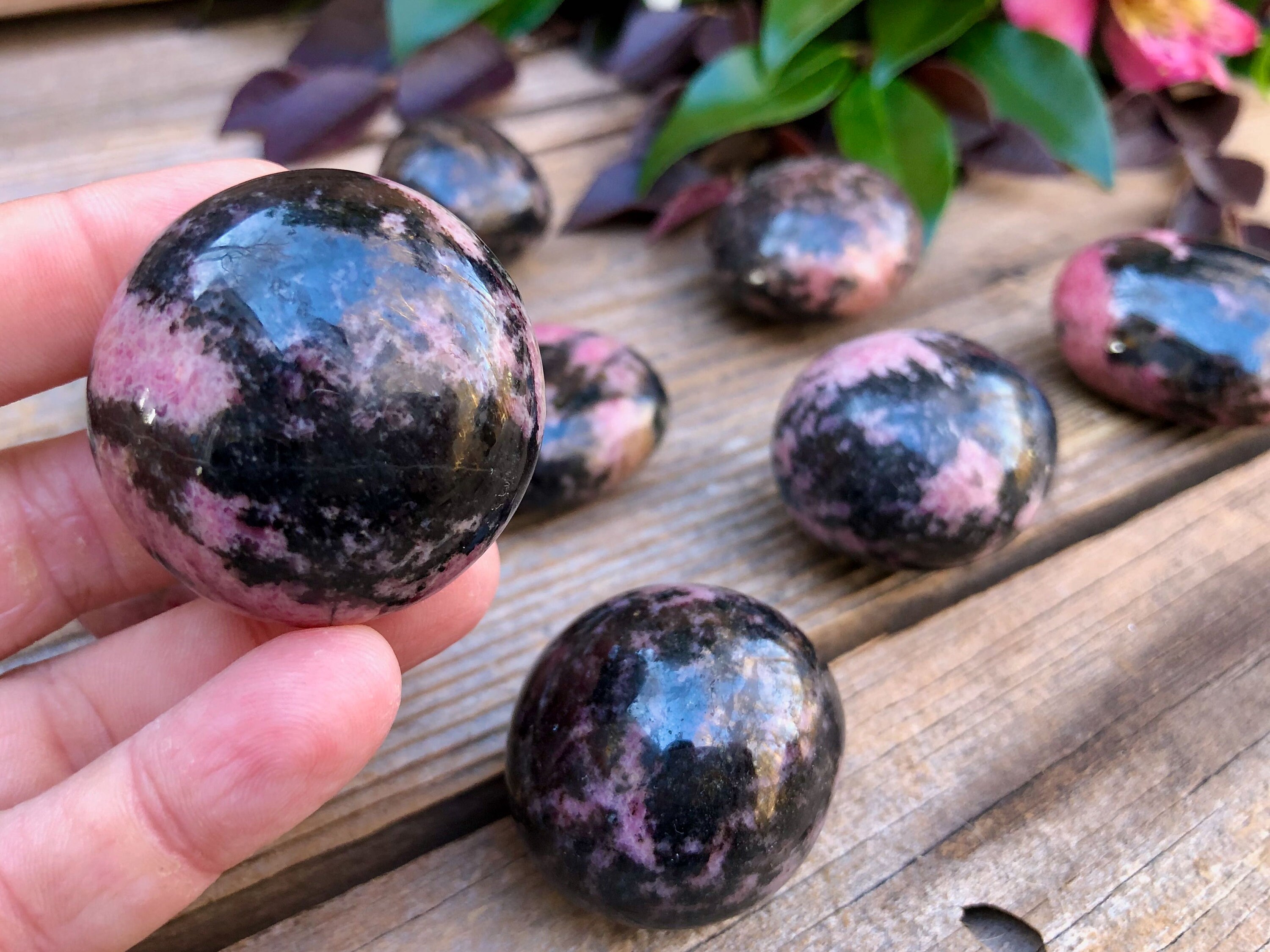 Rhodonite Polished Stone | Etsy