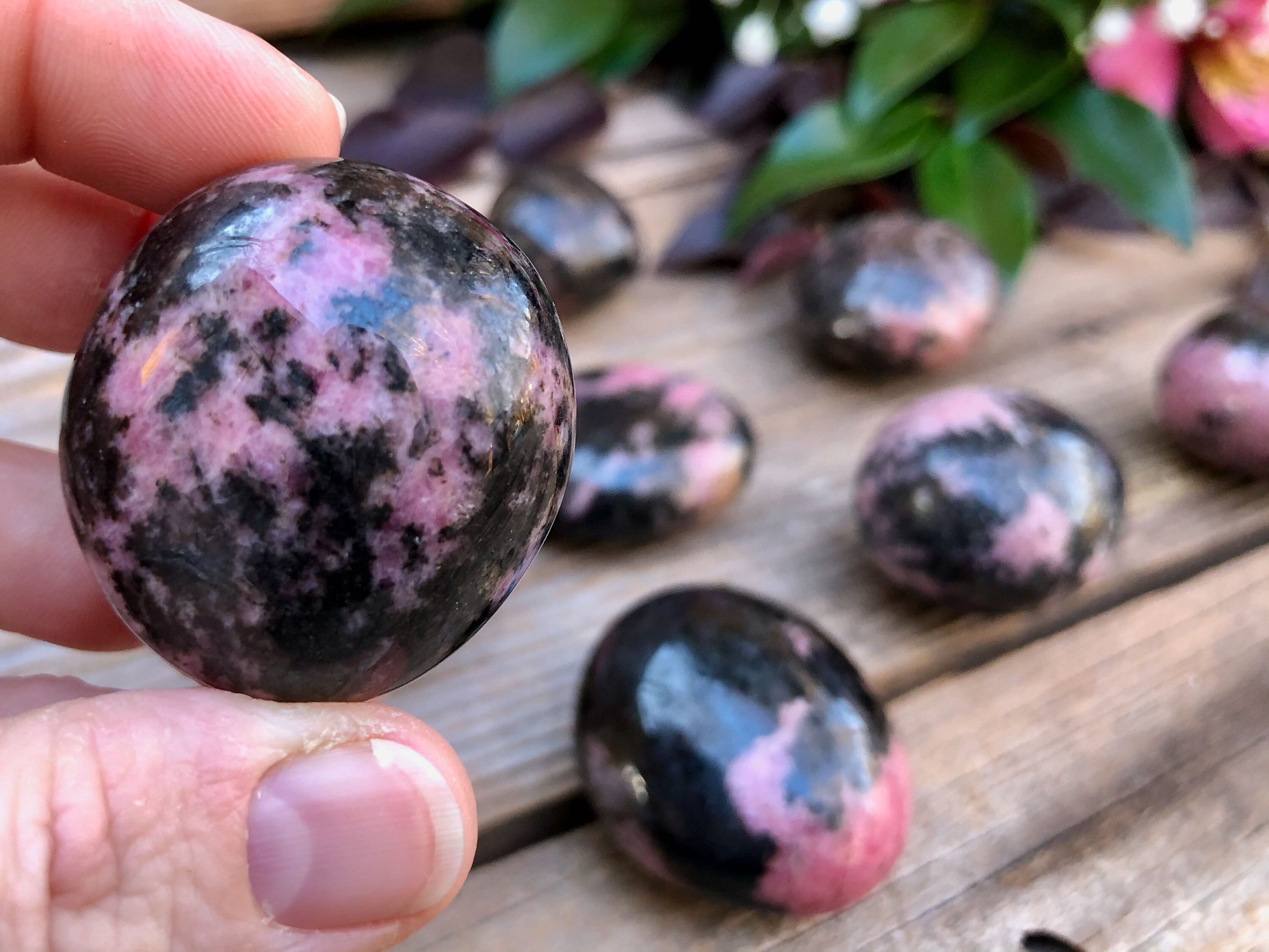 Rhodonite Polished Stone | Etsy