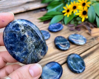Sodalite Worry Stone Blue Sodalite Thumb Stone Pocket - Etsy