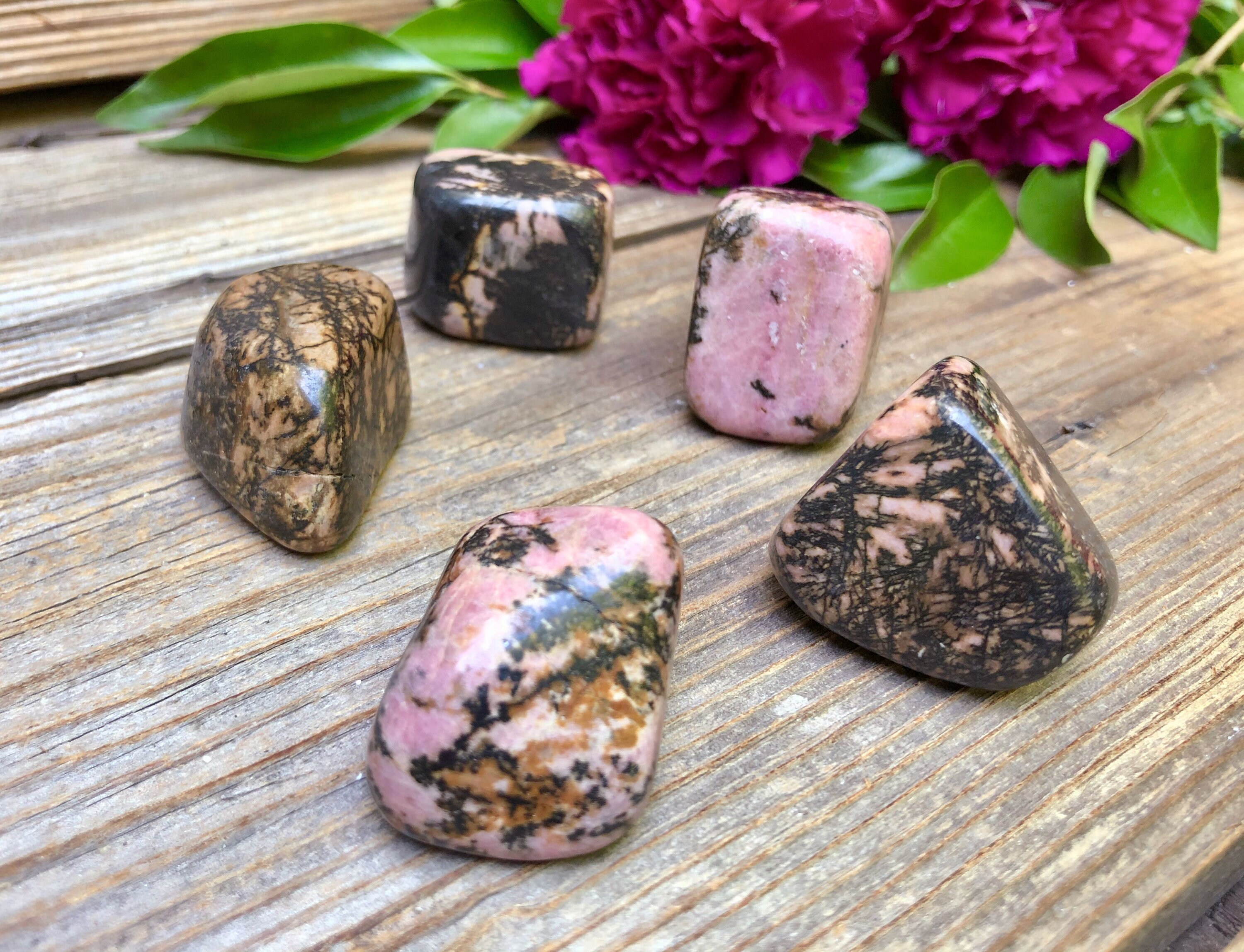 Rhodonite Tumbled Stone | Etsy