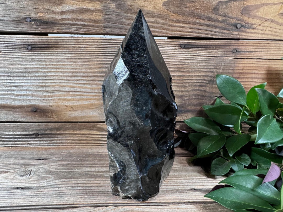 Obsidian Tower With Natural Sides and Polished Tip Obsidian Crystal ...