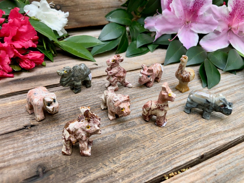 Soapstone Animals Hand Carved Miniature Stone Animal Figures - Etsy
