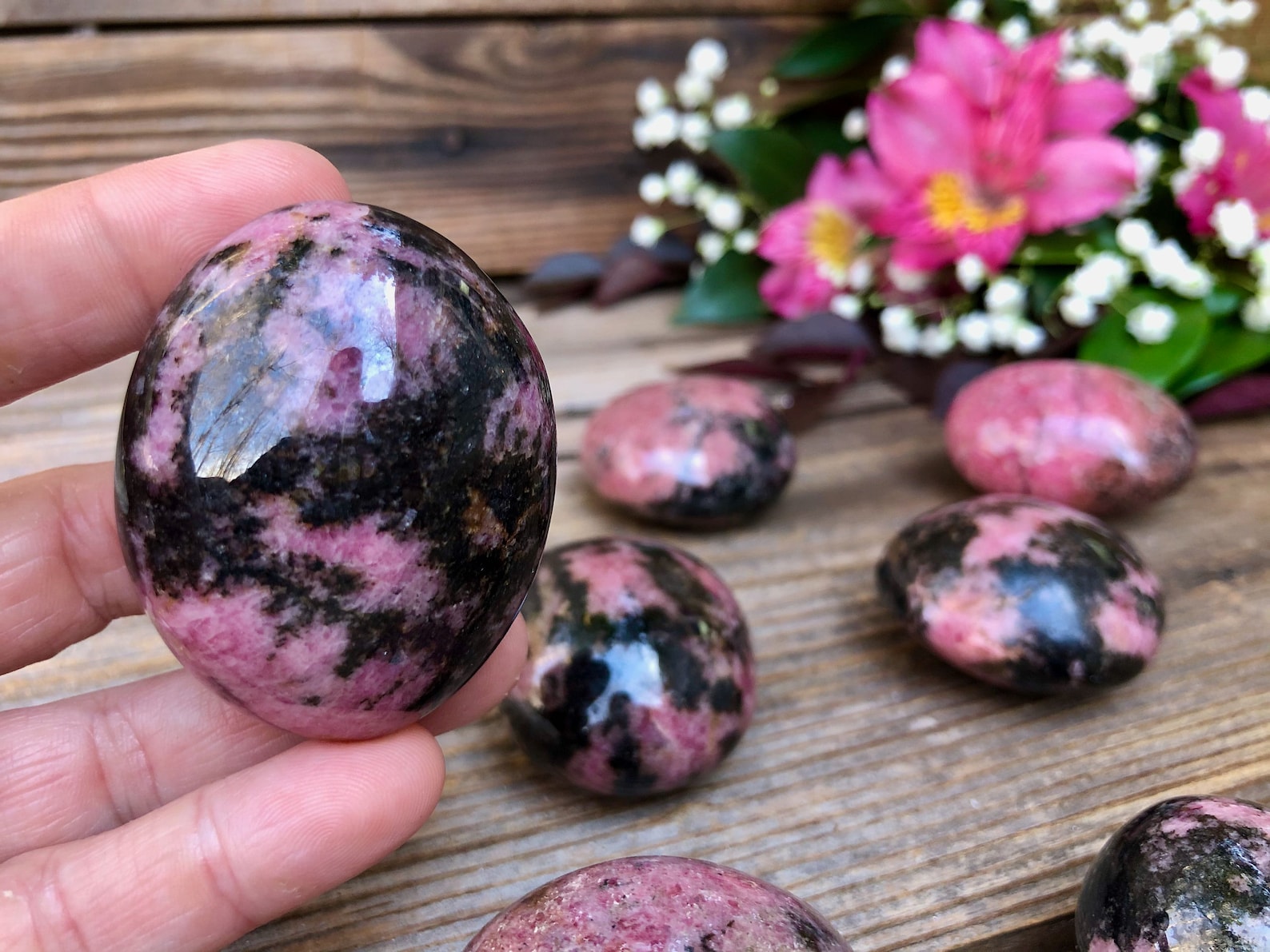 Rhodonite Polished Stone - Etsy