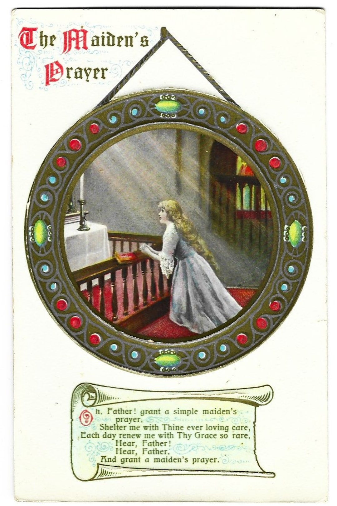 MAIDEN'S PRAYER, Woman Praying. Vintage Postcard, Philco Series 2256 ...