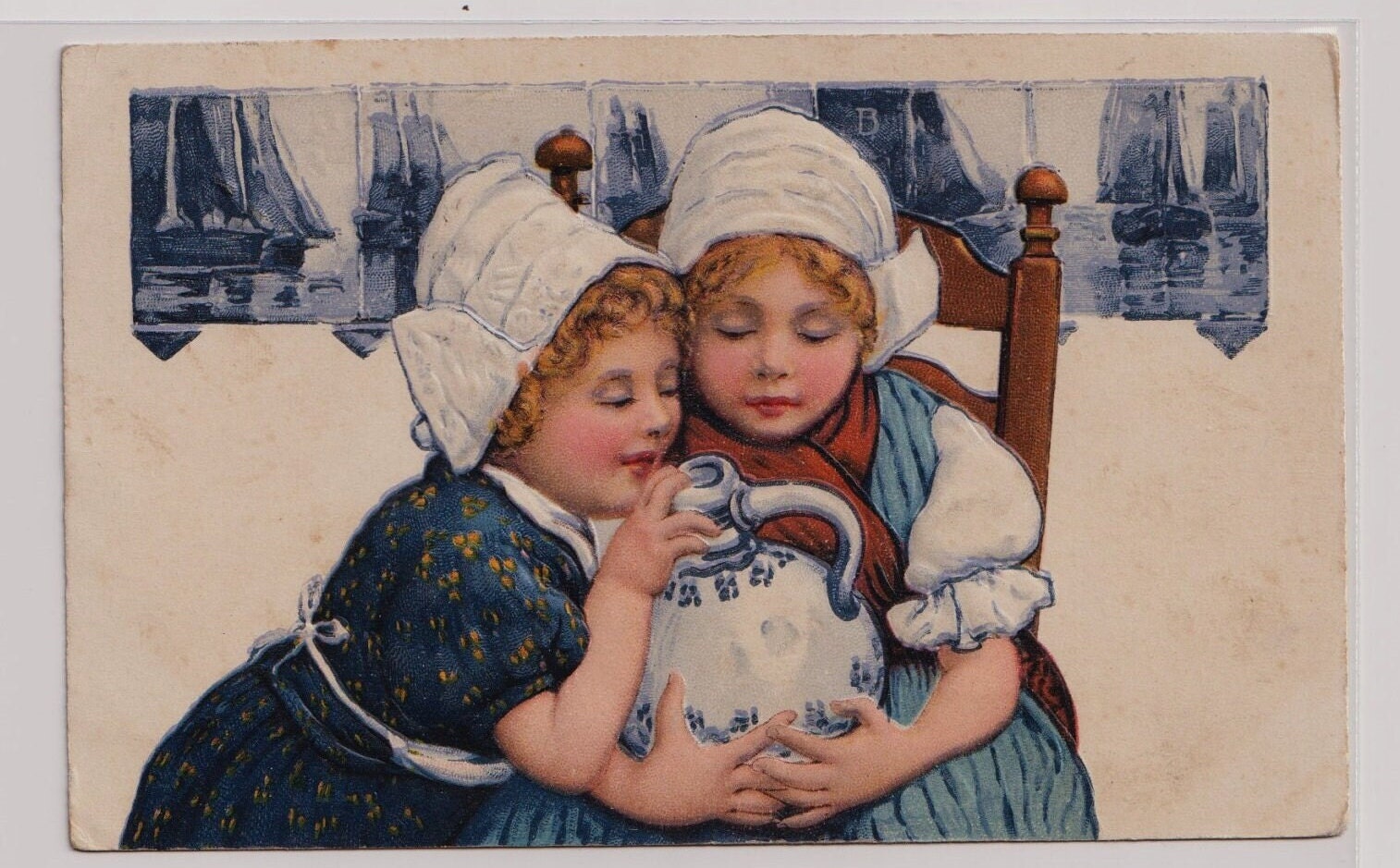 DUTCH GIRLS With Big JUG, Delft Tiles, Traditional Costumes, Vintage ...