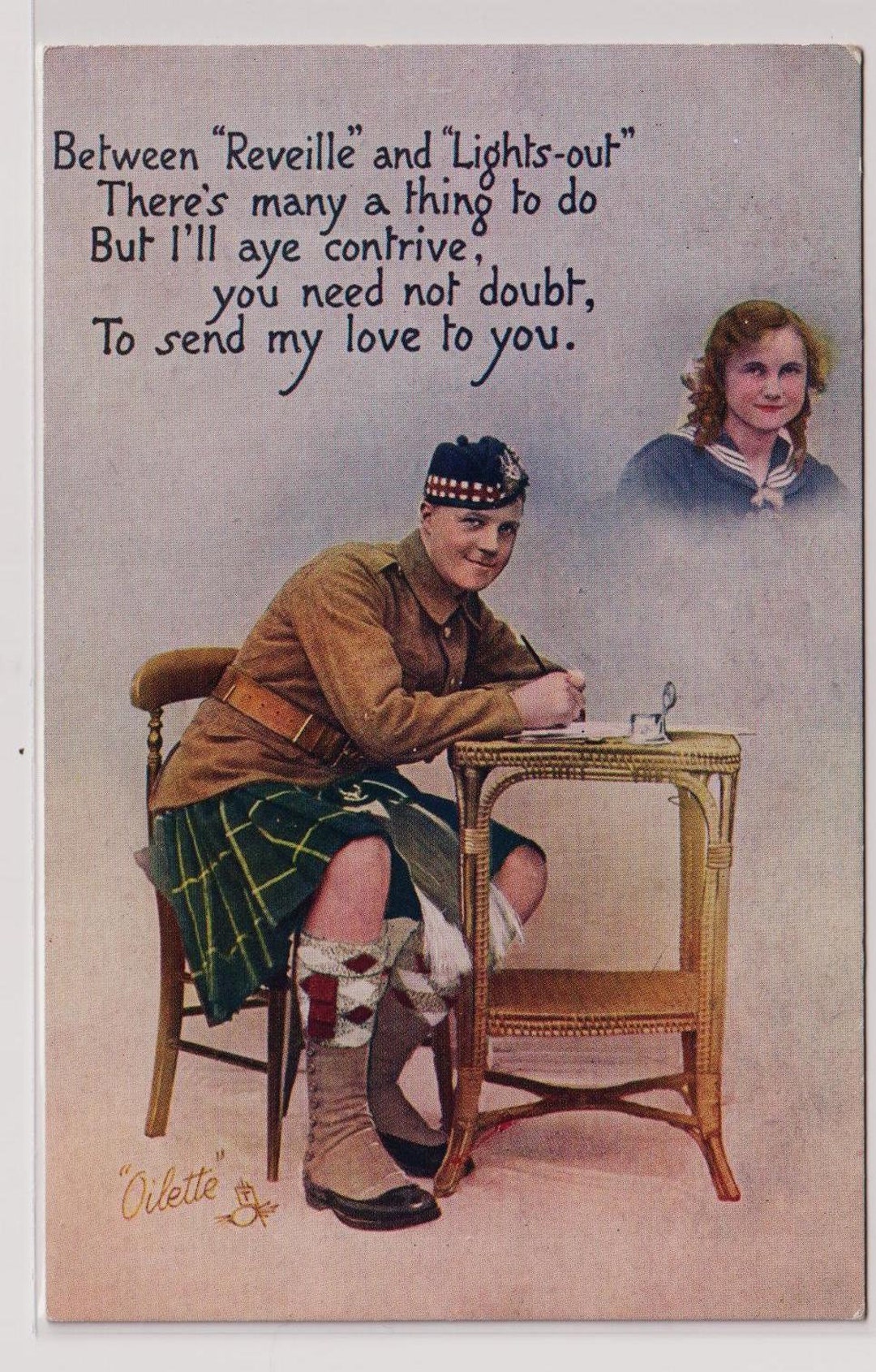 SCOTTISH SOLDIER, and His GIRL, Vintage Cww1 Postcard, Tucks My Brave ...
