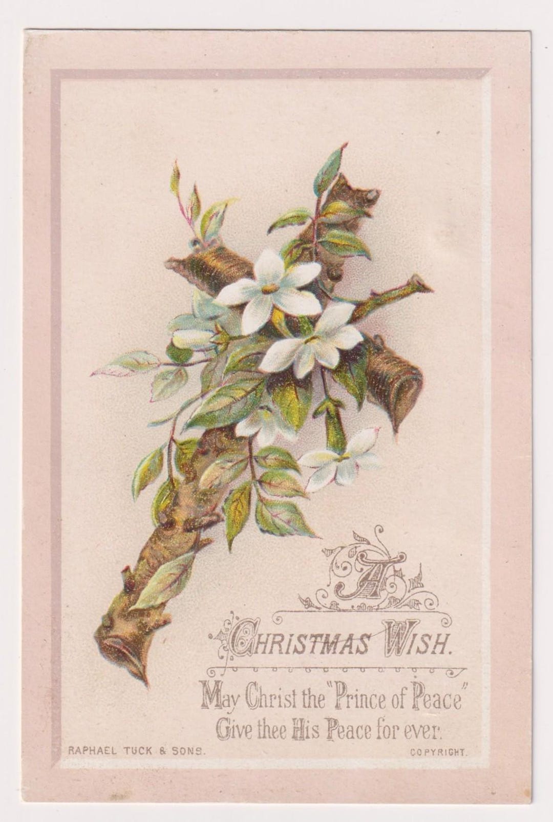 WHITE FLOWERS and Wooden CROSS, Victorian Artist Religious Christmas ...