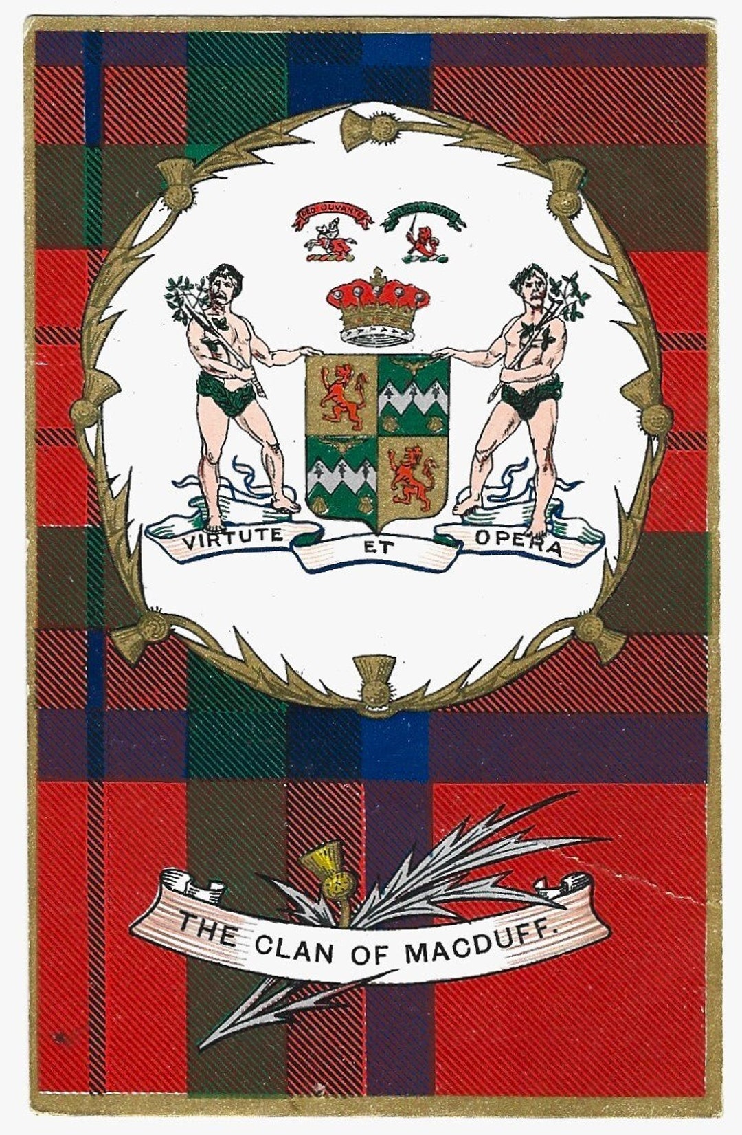 The CLAN of MACDUFF, TARTAN, Heraldic Crest, Vintage Scottish Postcard ...
