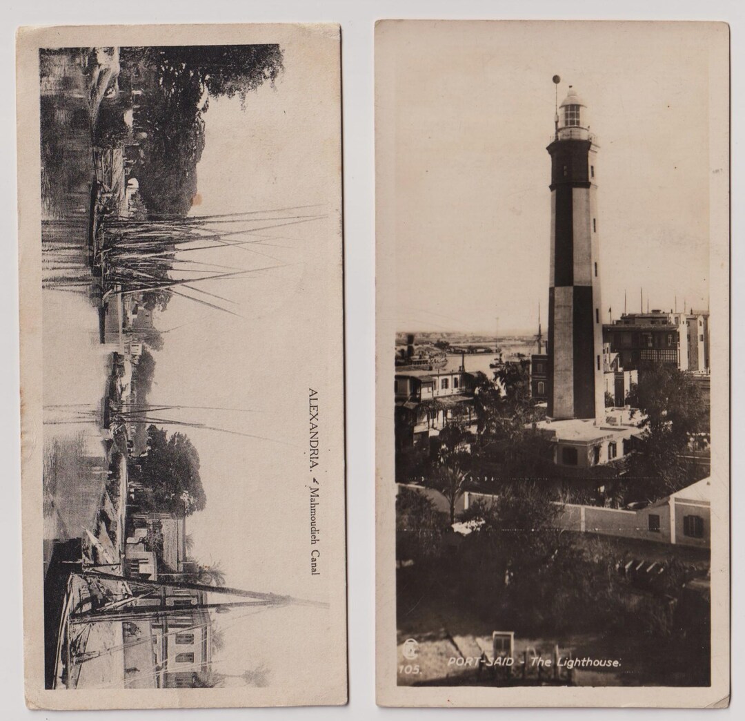 Antique Egyptian WW1 Postcards, PORT SAID Lighthouse and ALEXANDRIA ...