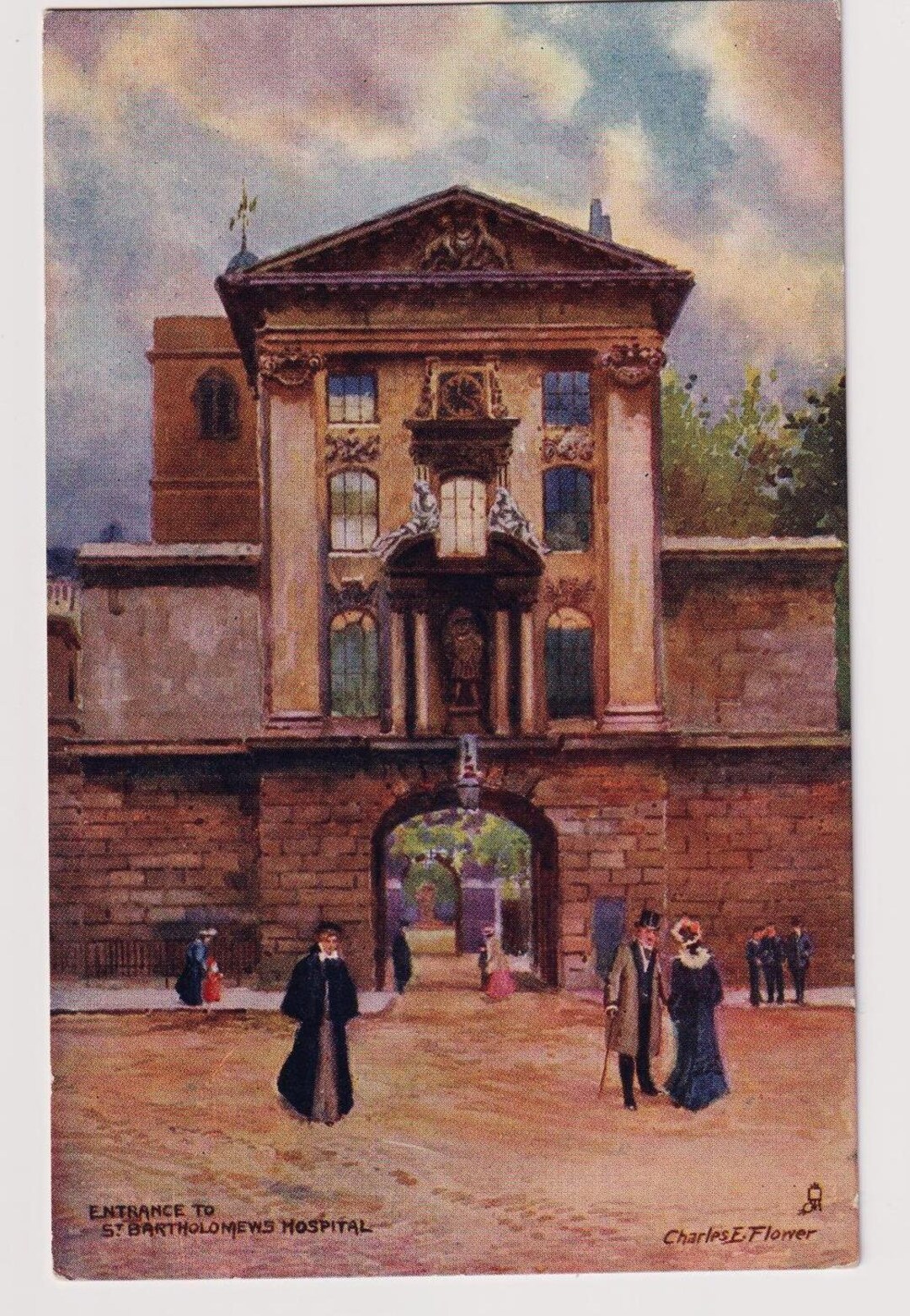 Antique St. Bartholomew's Hospital Postcard, London, Charles Flowers ...