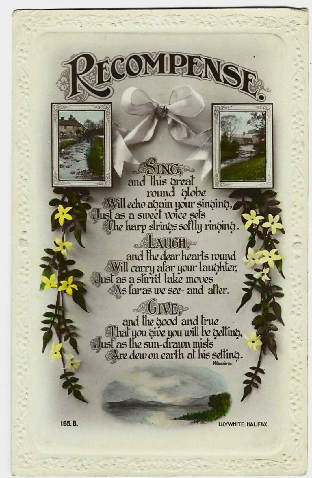 RECOMPENSE Flowers Bow Sing Laugh and Give Vintage Real - Etsy