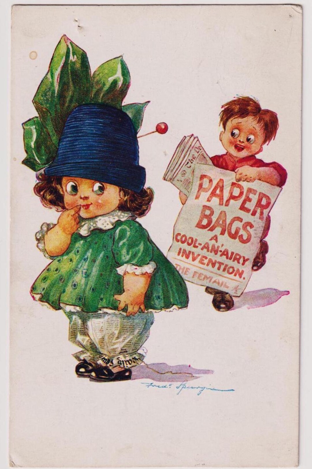 Little GIRL in BLOOMERS, Fred Spurgin, Antique Artist Postcard, Posted ...