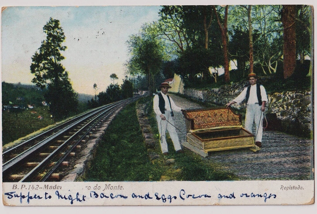 Antique 1910 Madeira Railway Postcard - Colorized, Transport Scene ...