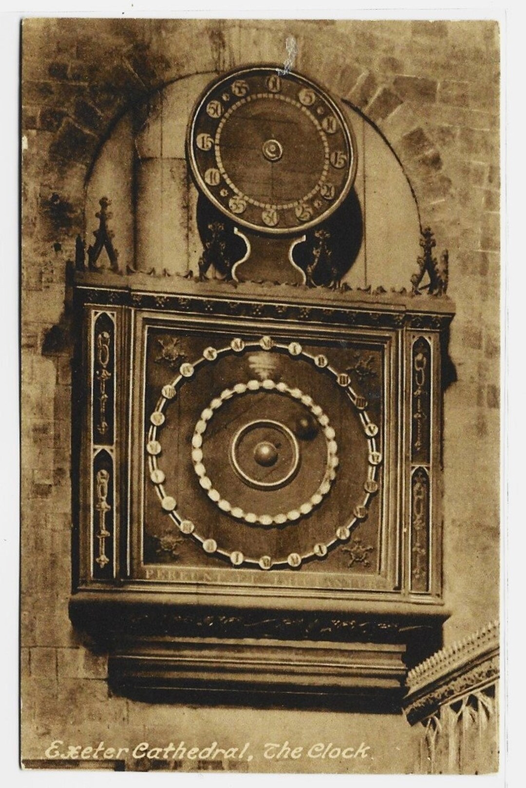 The CLOCK, EXETER CATHEDRAL, Devon, Vintage Real Photo Postcard, Frith ...