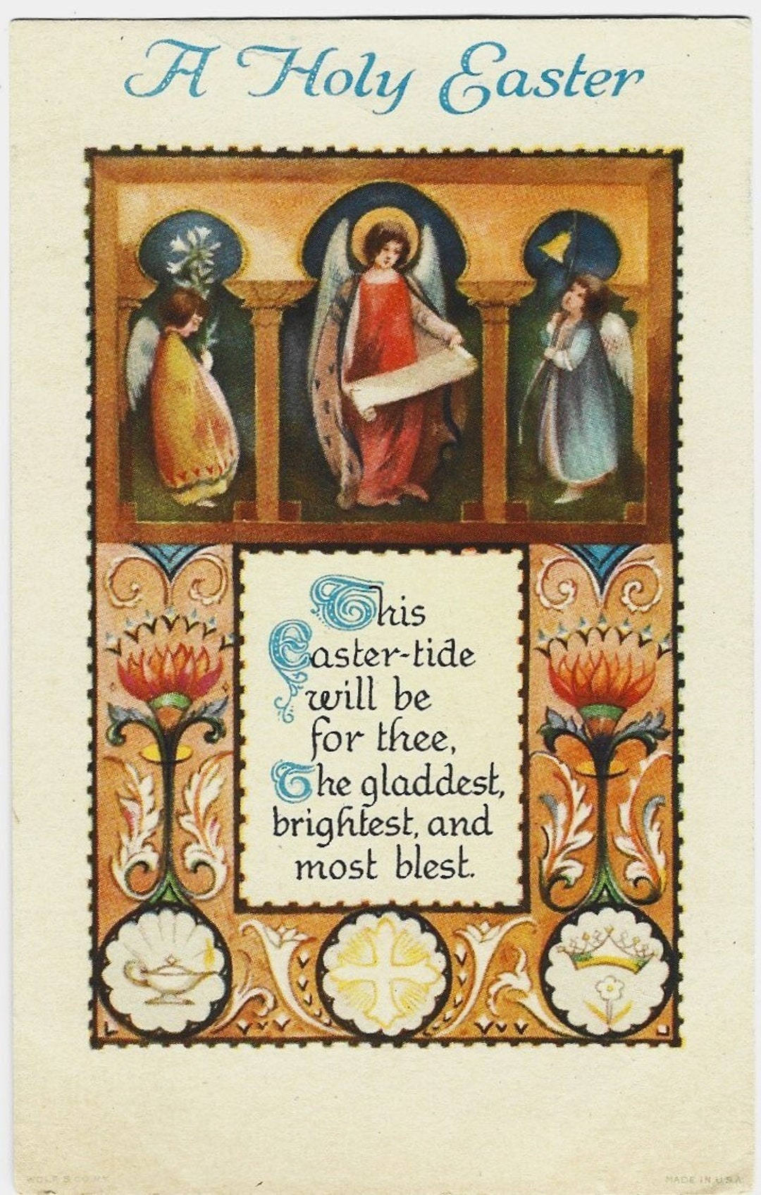 HOLY EASTER, ANGELS, Vintage Artist Easter Postcard, Wolf & Co, 1927 - Etsy