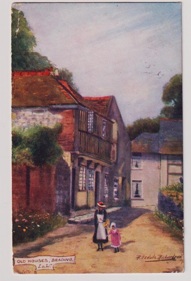Old Houses, BRADING, Isle of Wight, Antique Artist Postcard, Posted ...