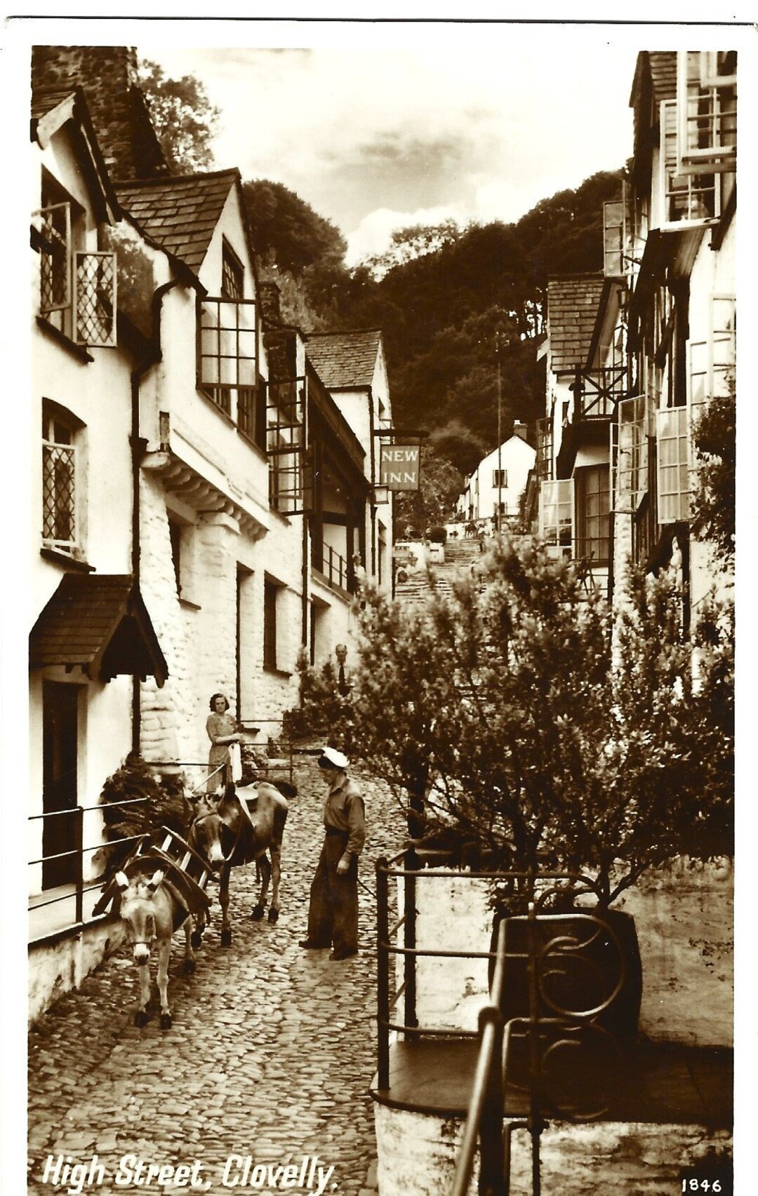 CLOVELLY, High Street, DONKEY Transport, DEVON, New Inn, Vintage ...