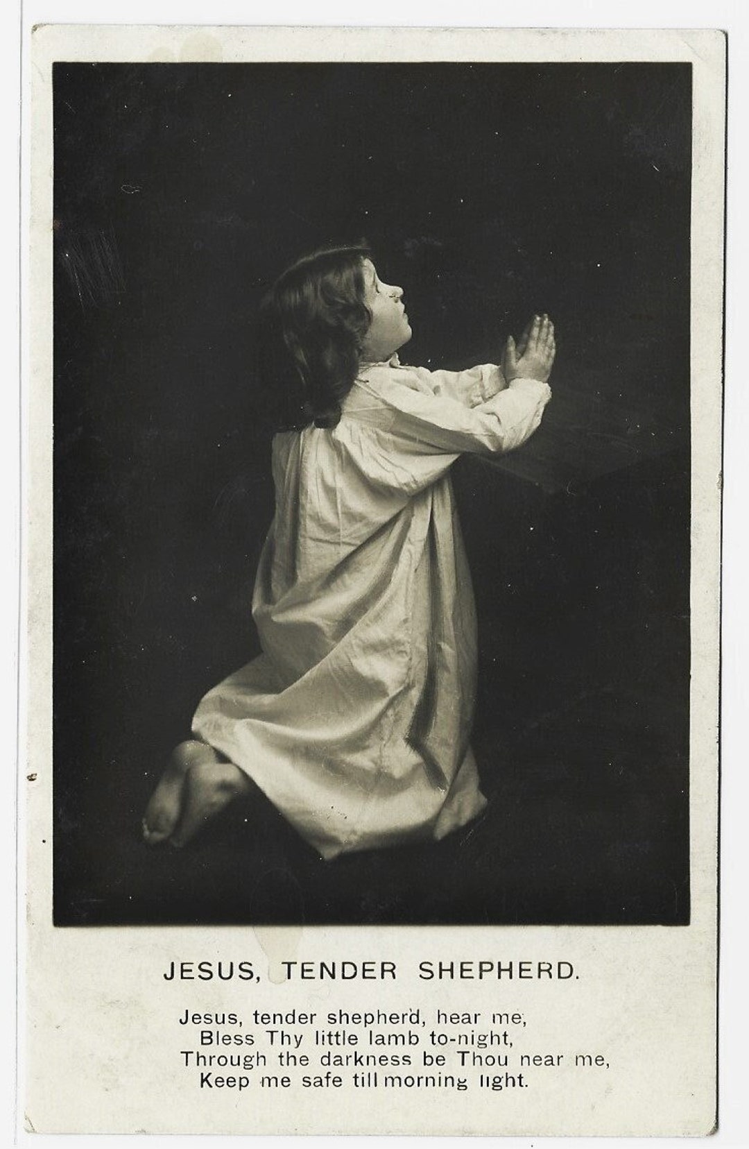 Sweet Little CHILD PRAYING, Jesus, Tender Shepherd, Vintage Real Photo ...