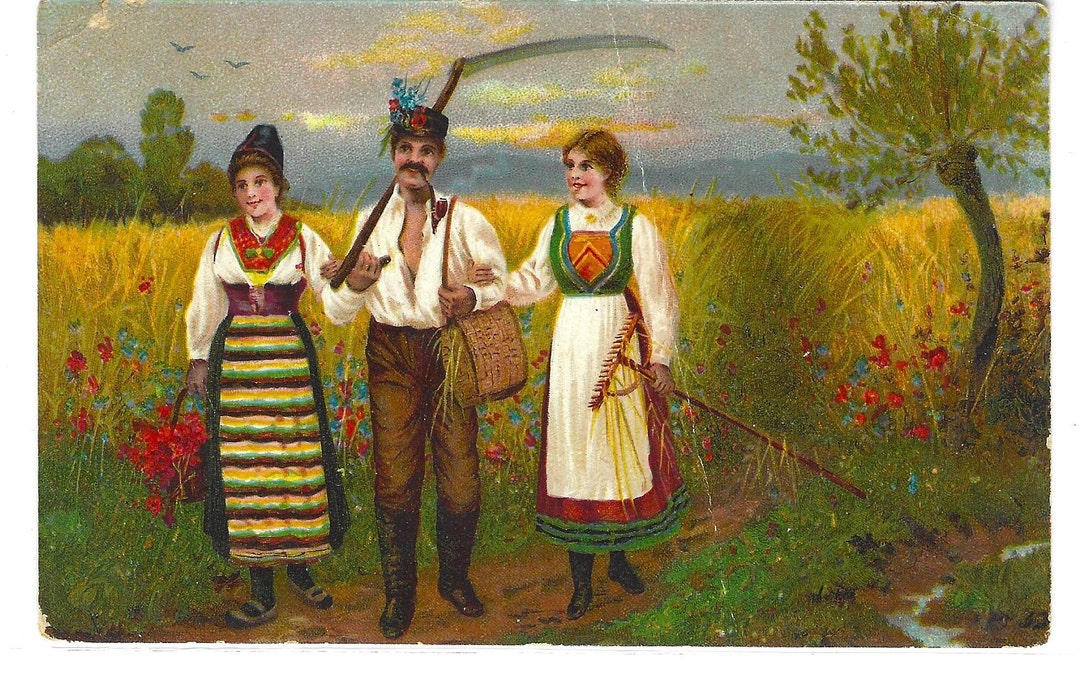 RURAL LIFE, Traditional Costumes, Reaping, Gathering Wild Flowers ...