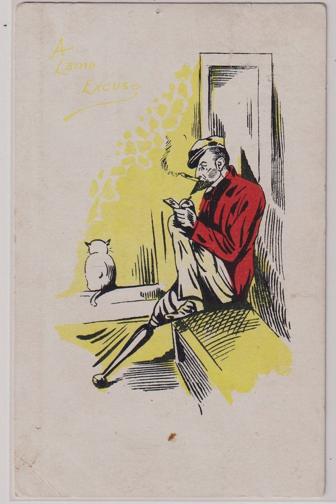 Old SAILOR With Peg Leg and His CAT! Antique Artist Postcard, 1906 ...