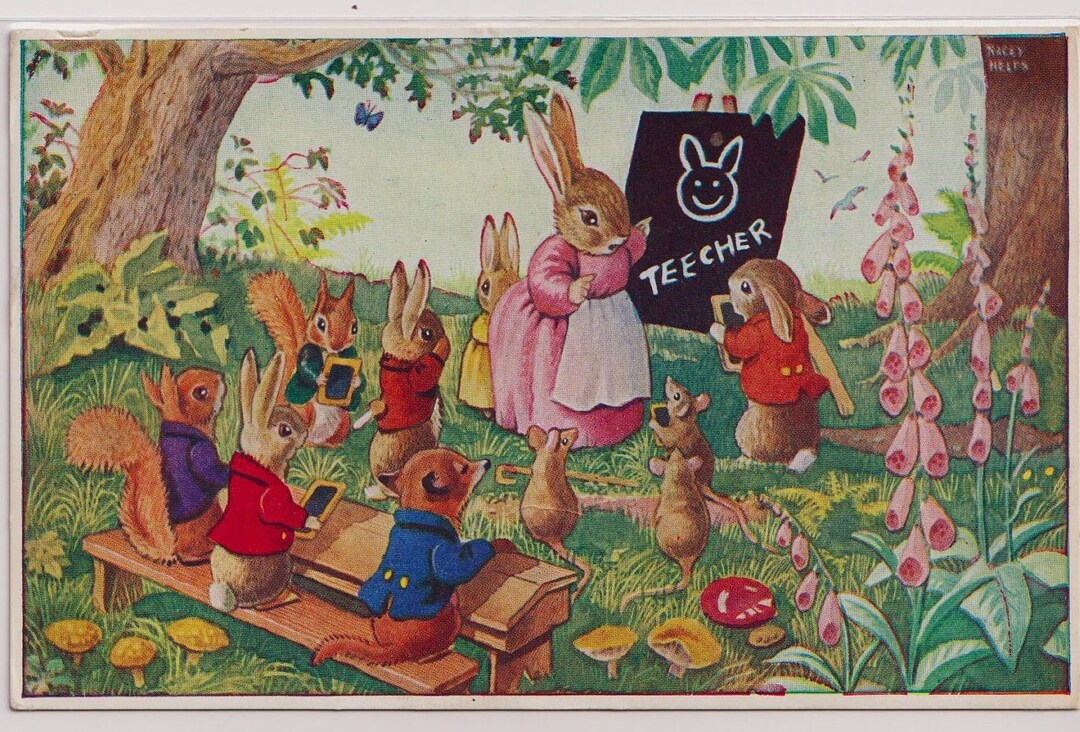 Racey HELPS, Who Drew That Teacher and Little Animal Students, Vintage ...