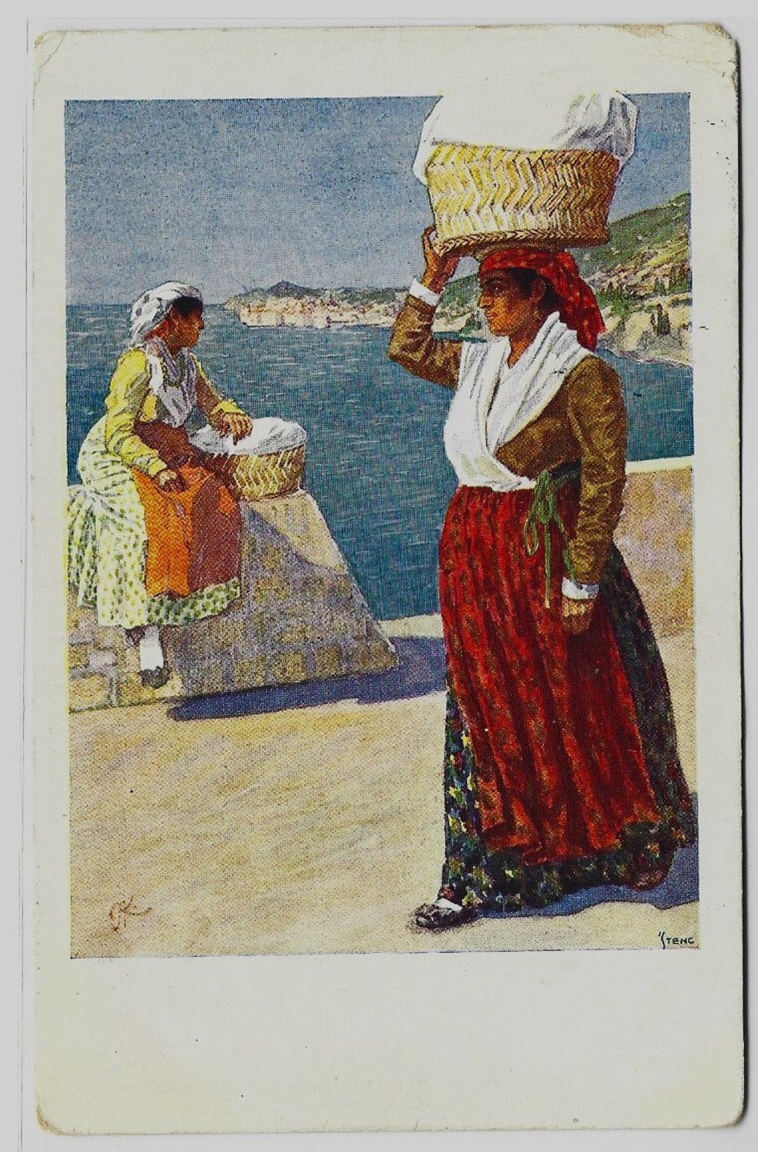 WOMEN in Traditional COSTUME, Czech Artist: Adolf Kaspar, Antique ...