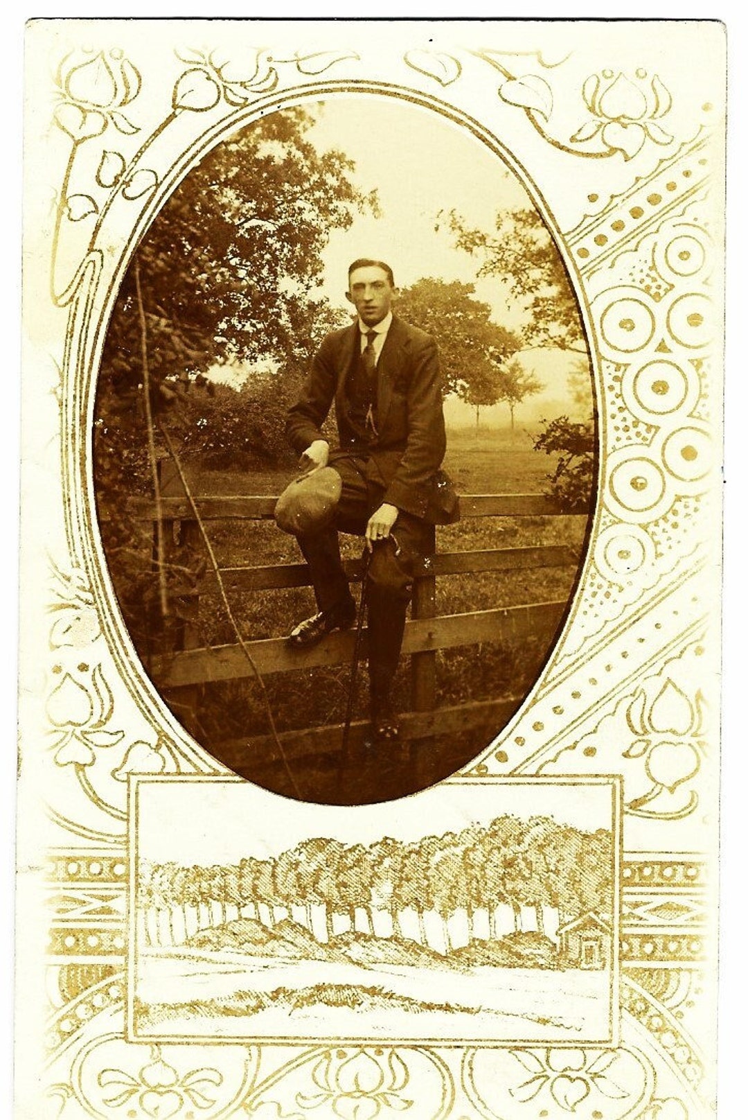 DAPPER YOUNG MAN Sitting on Gate Great Fashion Cane/ Stick - Etsy