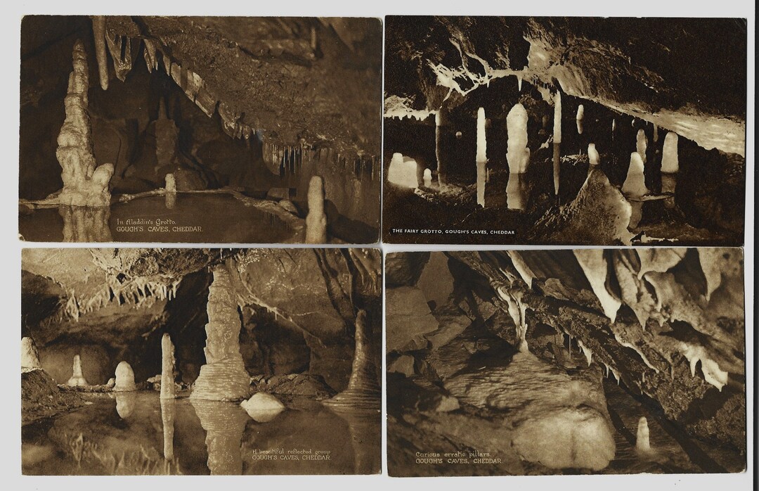 CHEDDAR GORGE CAVES, Lot of 4, Gough's Caves, Vintage Real Photo ...