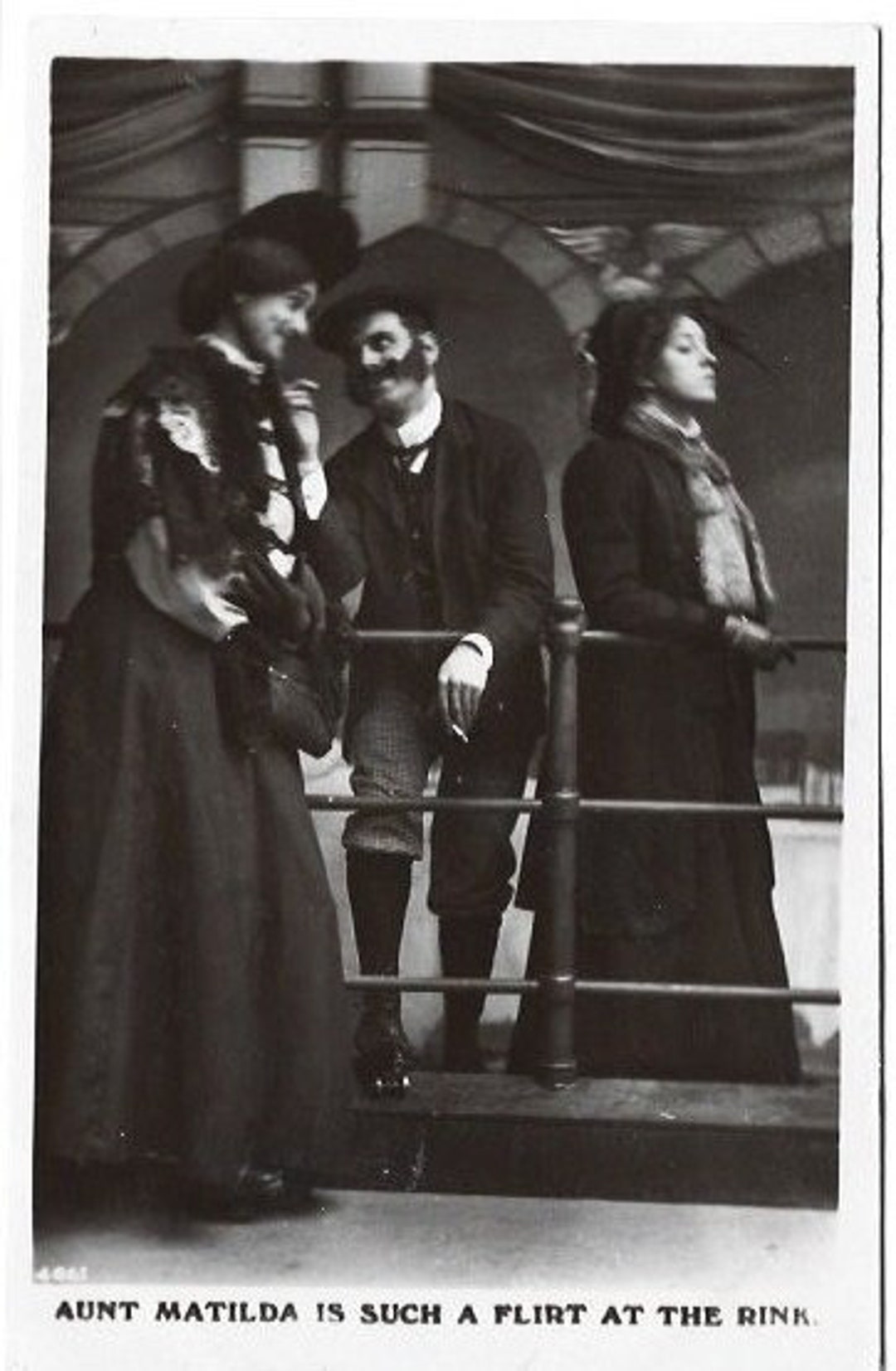 Antique C1909 Real Photo Postcard, "aunt Matilda is Such a Flirt at the ...