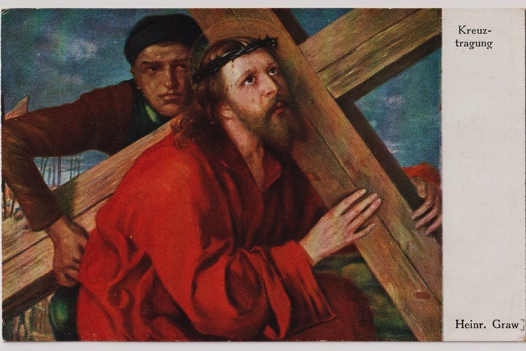 JESUS Carries the CROSS by Heinrich Graw, Vintage Religious Artist ...