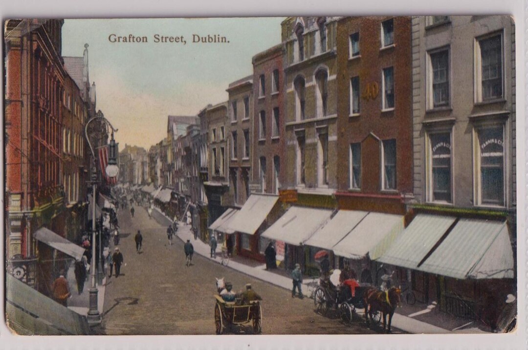 GRAFTON STREET, DUBLIN, Busy Street Scene, Horse and Carts,shops ...