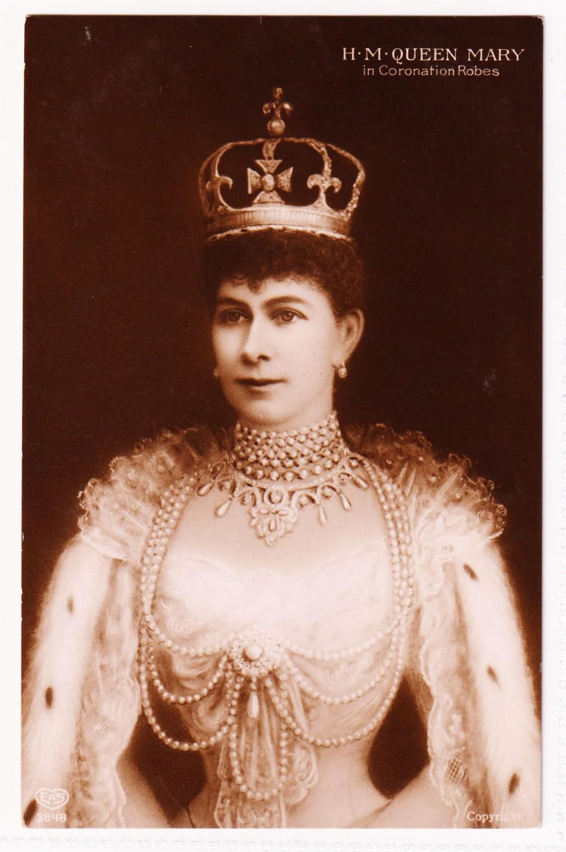 Antique Real Photo Postcard, H M QUEEN MARY, in Coronation Robes, EAS ...