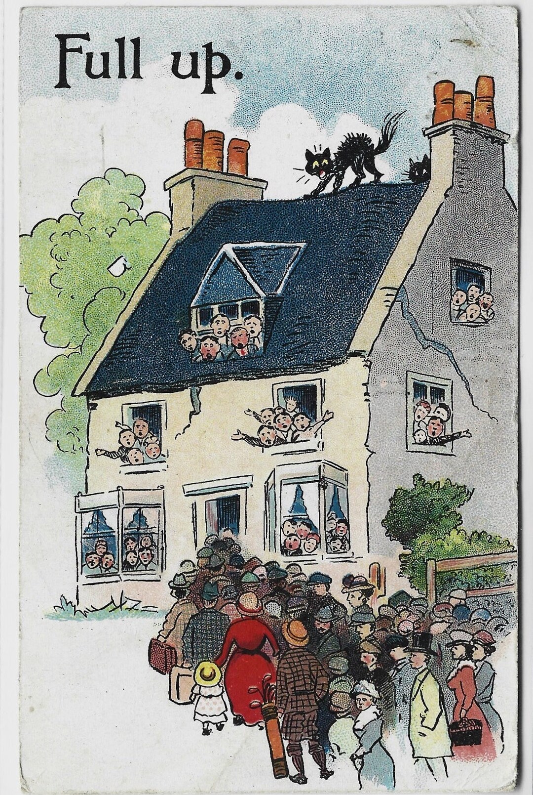 Antique Comic Postcard, Full up House, 1920s Humor - Etsy