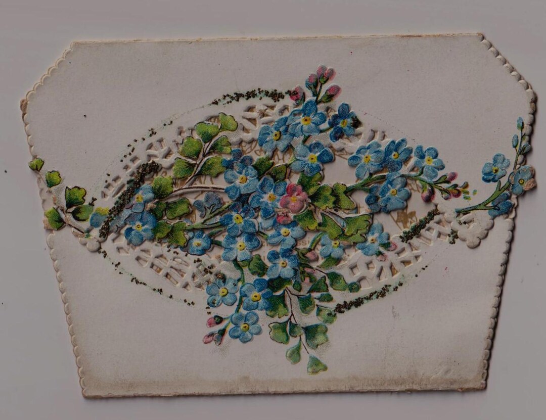Victorian Folded Christmas Card, FORGET ME NOTS, Die-cut, C1890 - Etsy
