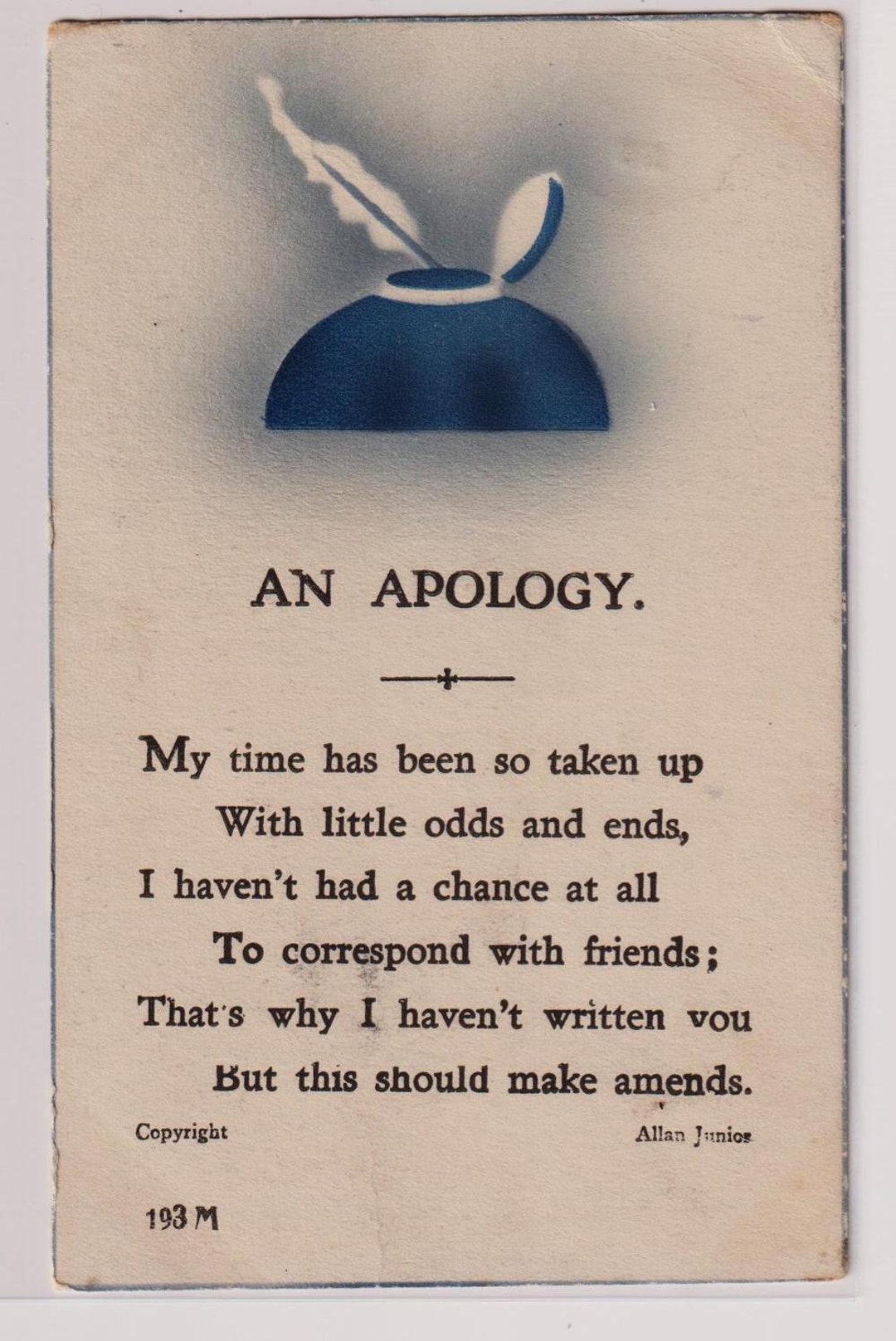 An APOLOGY, PEN and INK, Antique Comic Artist Postcard, Valentines ...