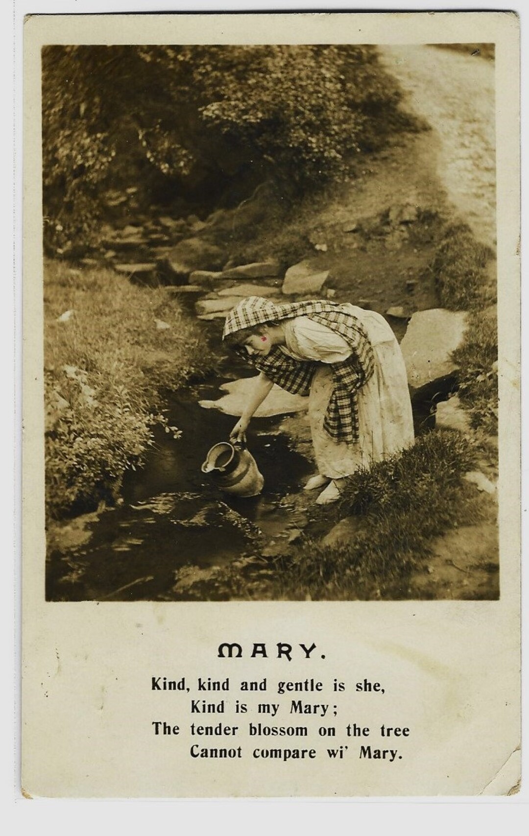 MARY, Woman Gets Water From Stream, Vintage Bamforth Real Photo ...
