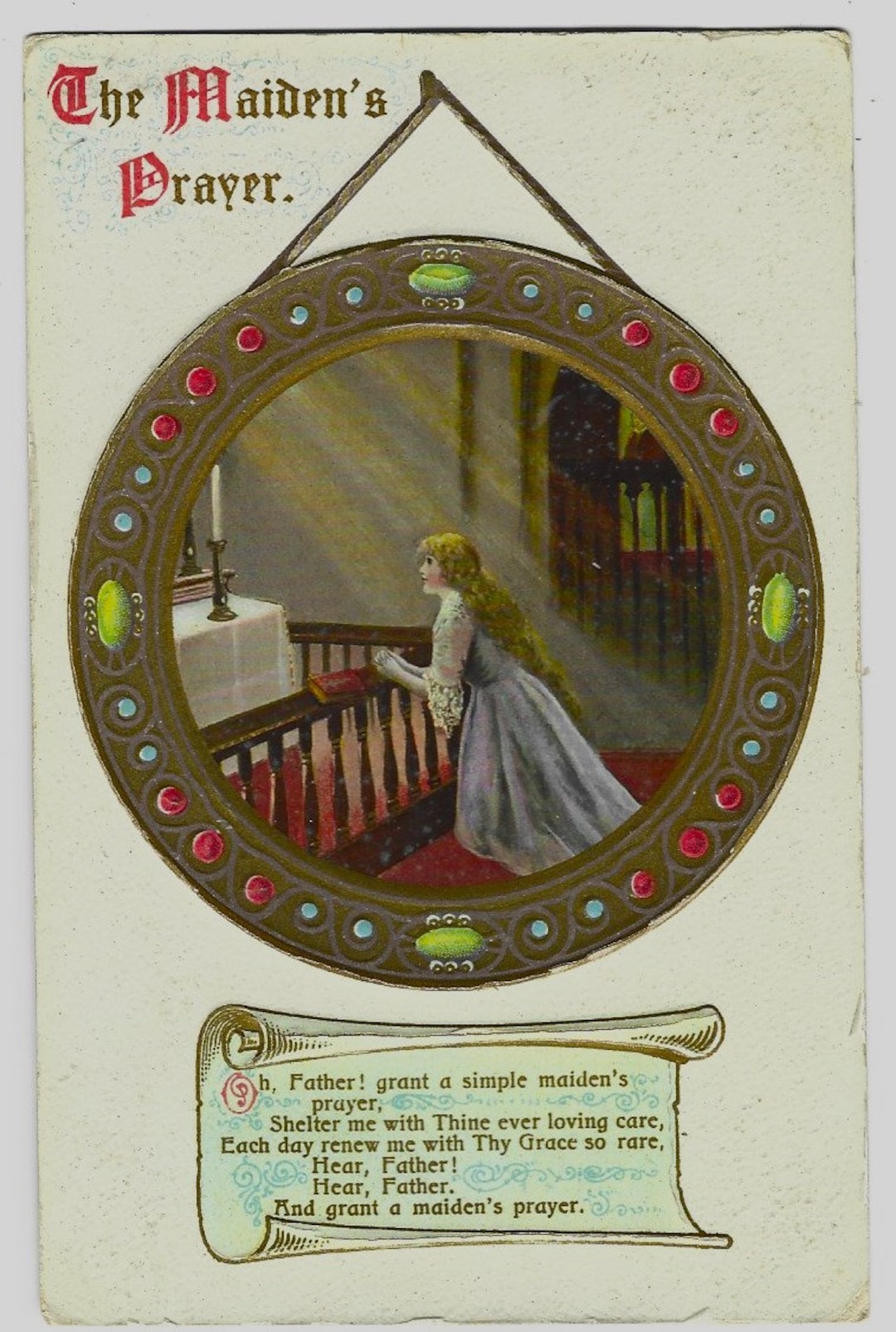 MAIDEN'S PRAYER, Woman Praying. Vintage Postcard, Philco Series 2256 ...