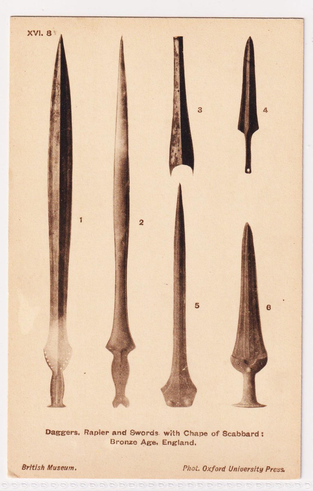 Antique Bronze Age Daggers & Swords Postcard - British Museum C1920s - Etsy