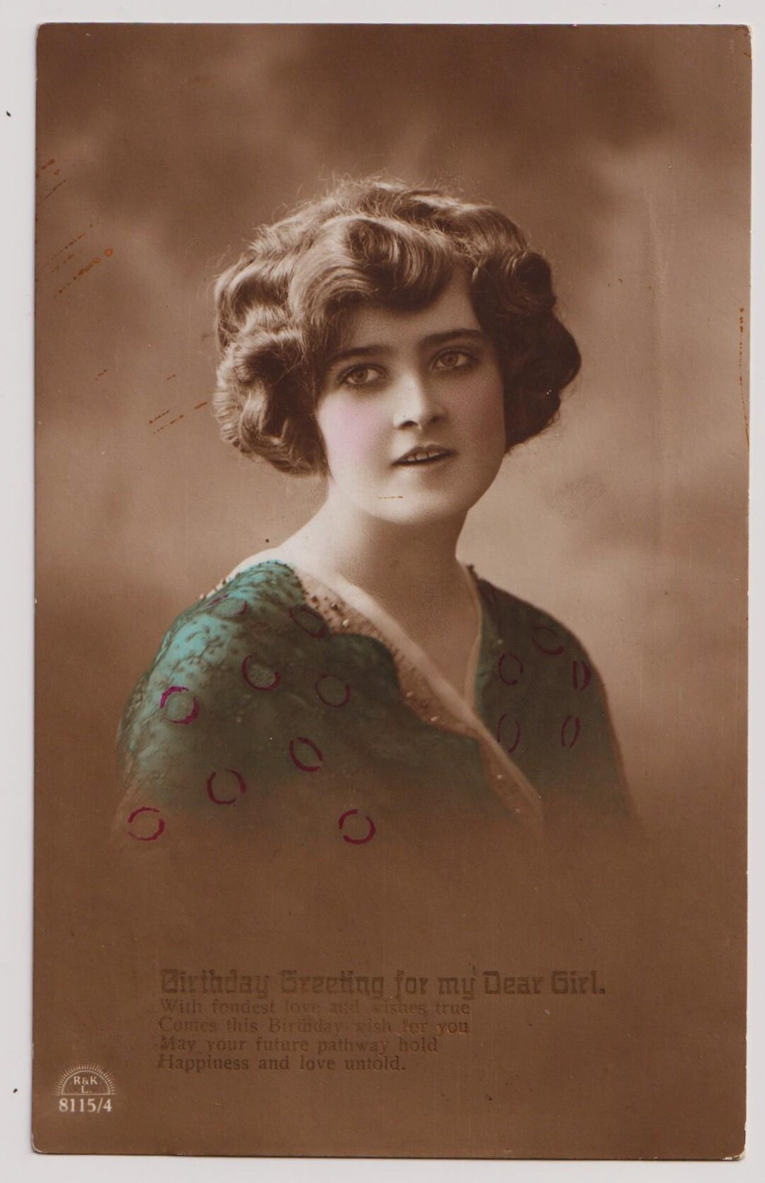Antique Hand Tinted Postcard: Glamorous Woman, 1915 - Etsy