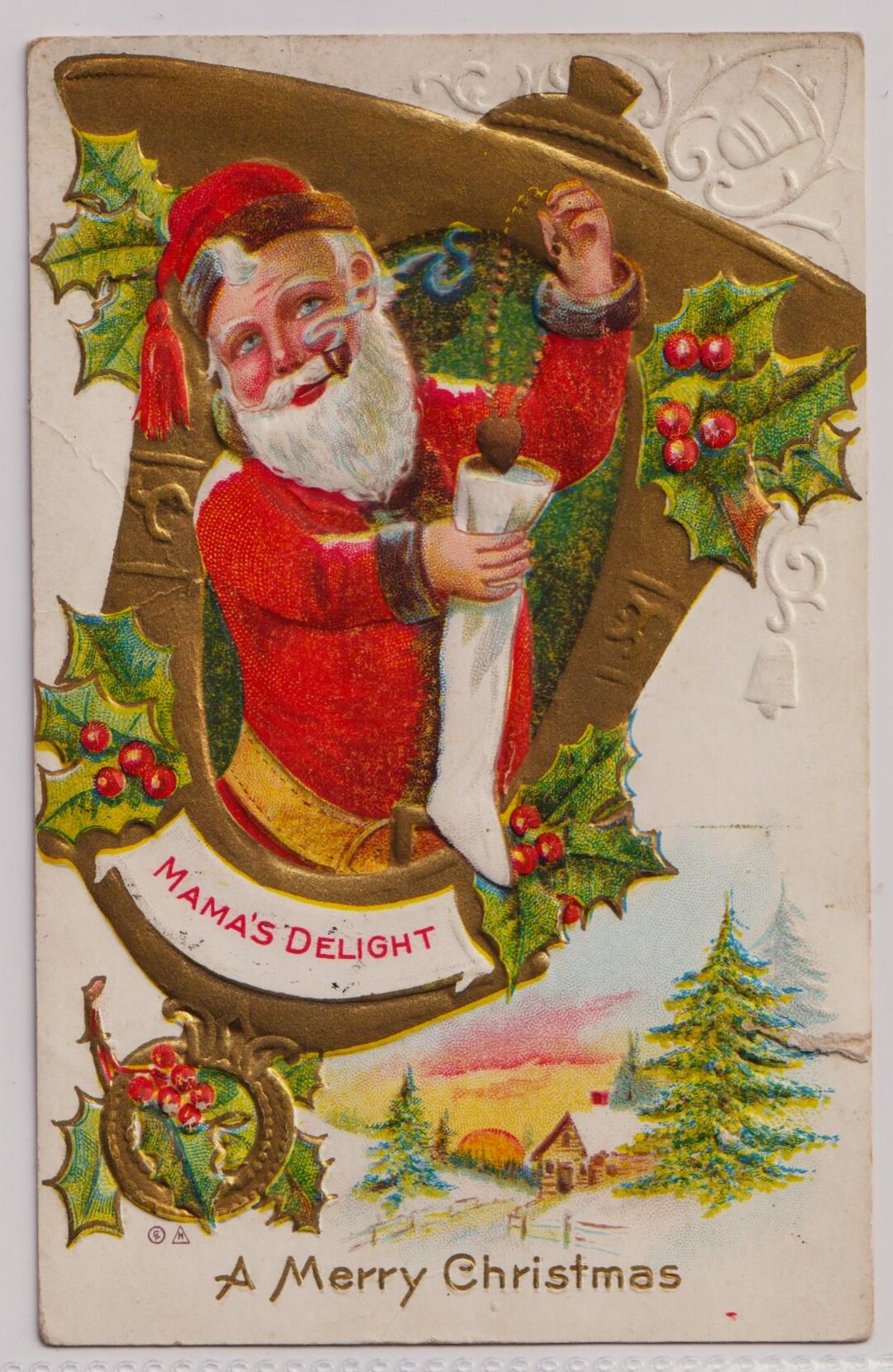SANTA/ Father Christmas Filling Stocking, Antique CHRISTMAS Artist ...