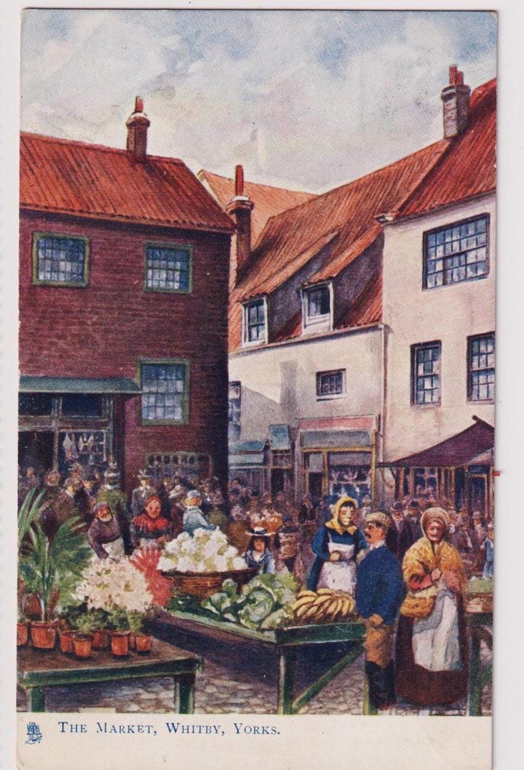 The MARKET, WHITBY, Antique Artist Postcard, E. Aris, Tucks Oilette ...