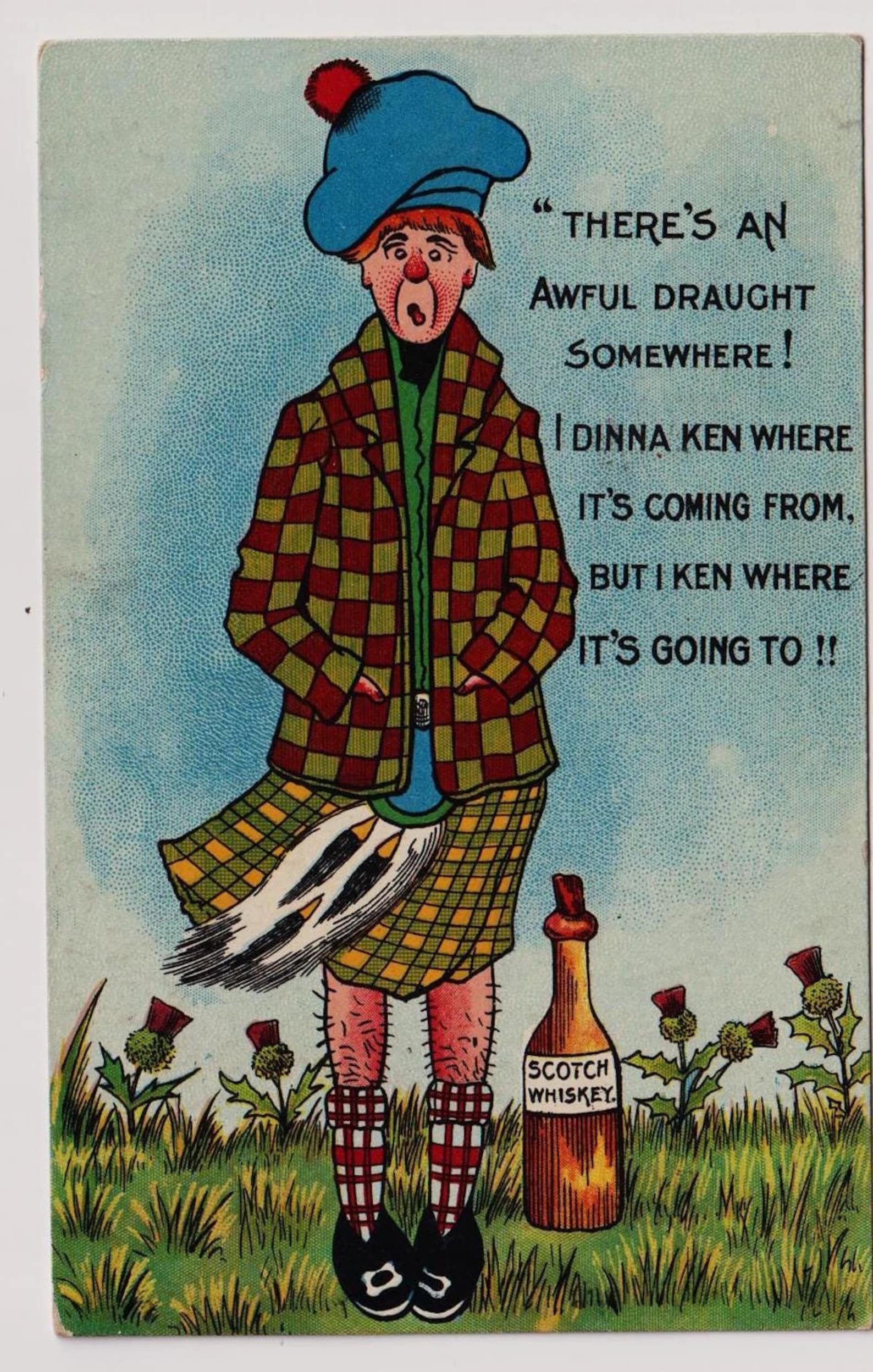 Antique Comic Postcard, Scot in Kilt, Scotch Whiskey, 1910 - Etsy UK