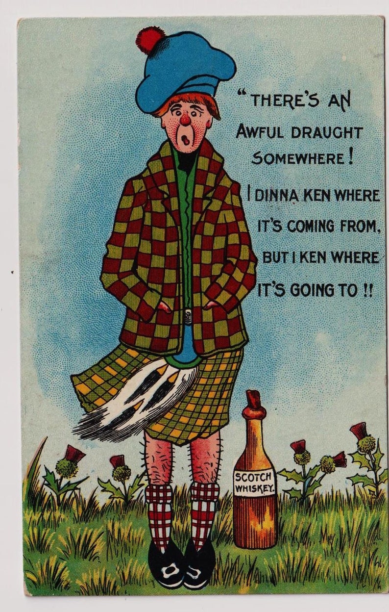 Antique Comic Postcard, Scot in Kilt, Scotch Whiskey, 1910 - Etsy UK