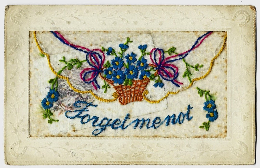 WW1 French SILK EMBROIDERED Postcard Forget-me-not Greetings - Etsy