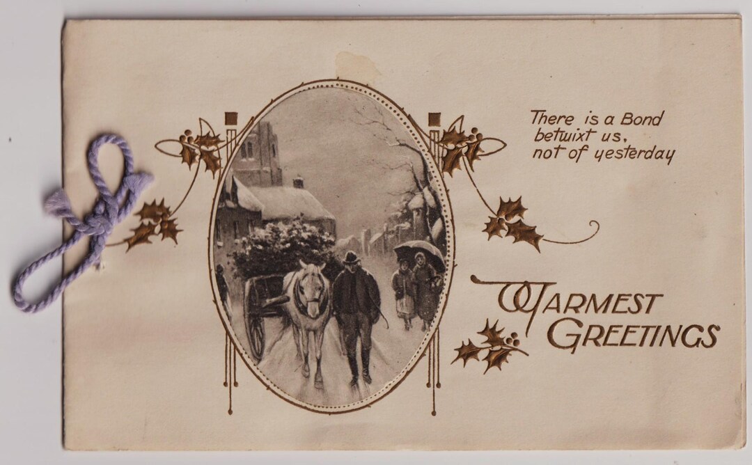 Edwardian Folded New Year Card, Snowy Town and Horse and Cart, C1910 - Etsy