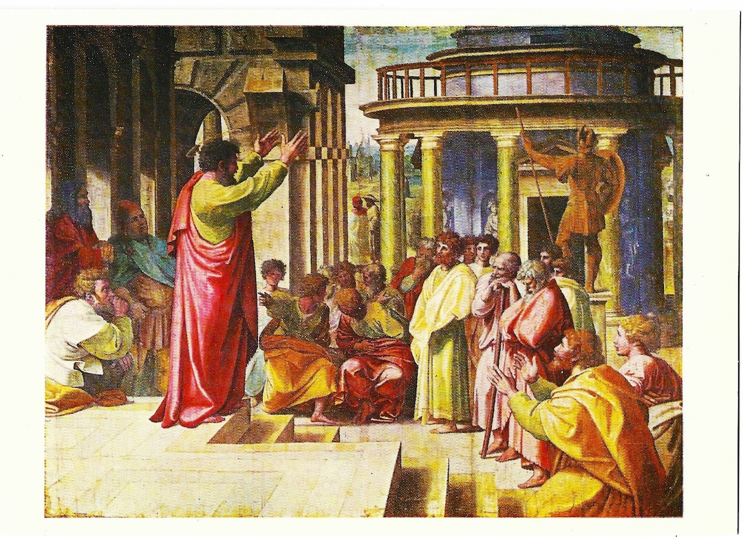 PAUL Preaching to the Crowd in Athens by RAPHAEL Vintage - Etsy