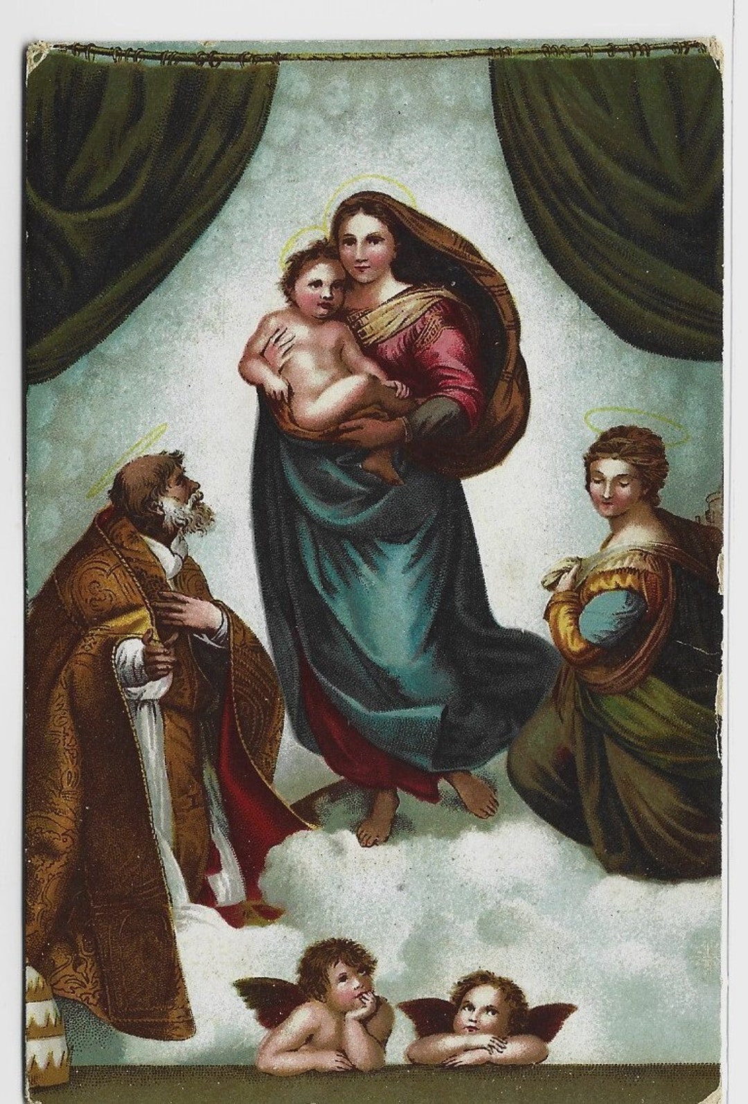 The SISTINE MADONNA, Artist RAPHAEL, Cherubs, Vintage Religious ...